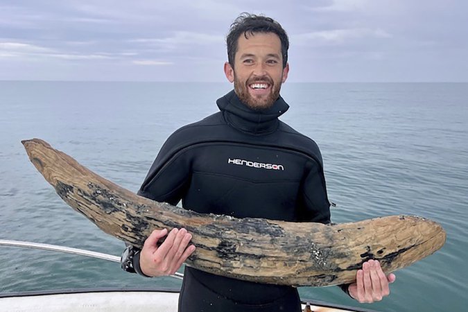 Fossil-hunting diver says he has found a large section of mastodon tusk ...