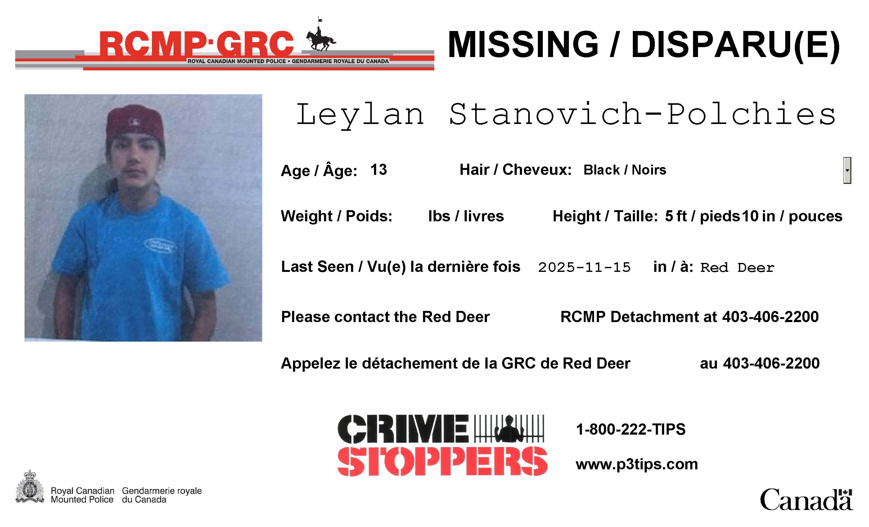Missing: Arlow Pinette and Leylan Stanovich-Polchies, 13, of Red Deer ...